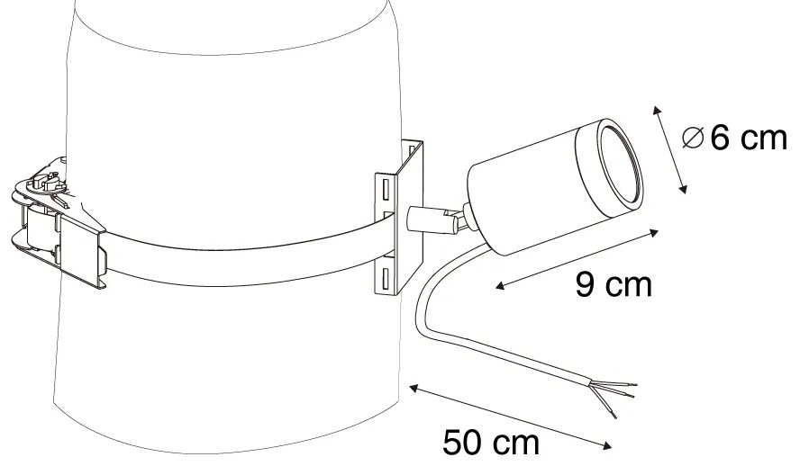 Venkovní bodové svítidlo černé pro strom GU10 50mm otočné a naklápěcí IP65 - Solo