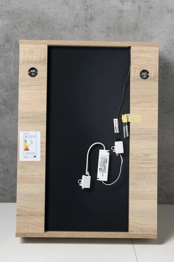 Aqualine Korin Strip zrcadlo s led osvětlením 50 x 70 x 12 cm dub platin hnědá KO995S