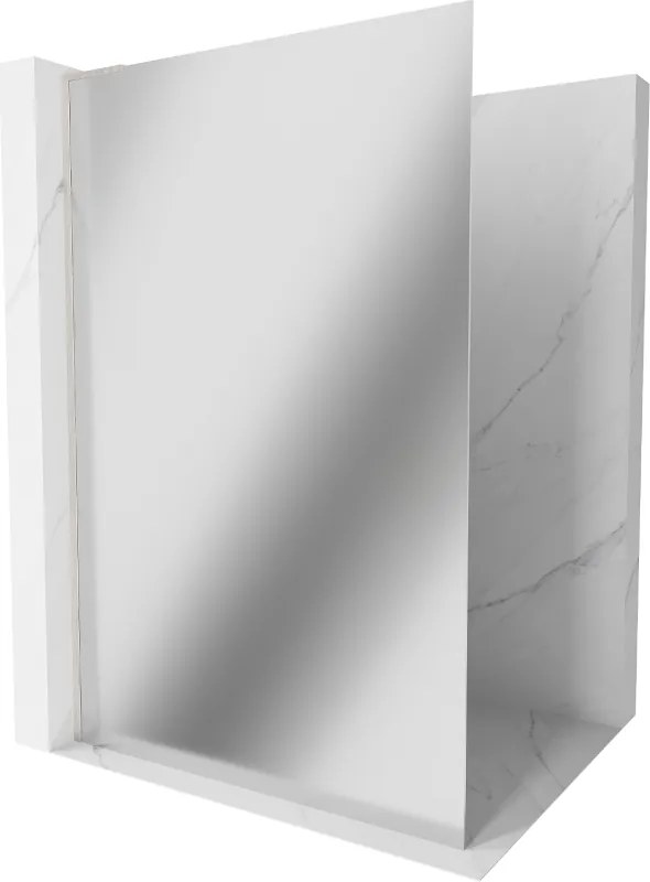Mexen Kioto L, sprchová zástěna Walk-In 80 x 200 cm, 8mm sklo vzor zrcadlo, broušená ocel profil, 800-080-103-97-50