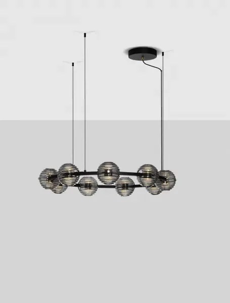 LED stmívatelný černo-zlatý moderní lustr Las 2