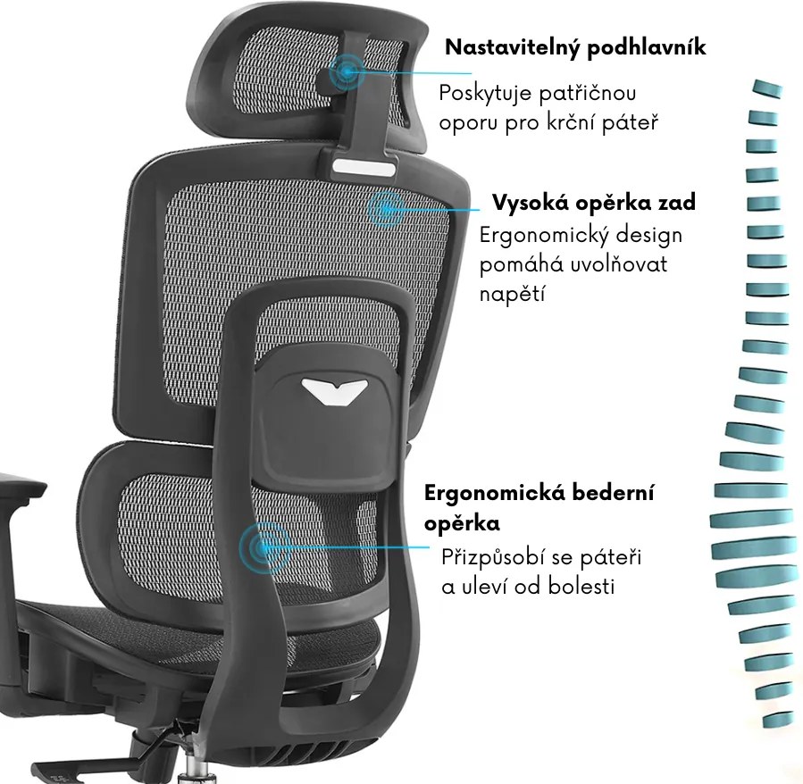 Kancelářská ergonomická židle Neoseat GARY FULLMESH — černá, nosnost 150 kg
