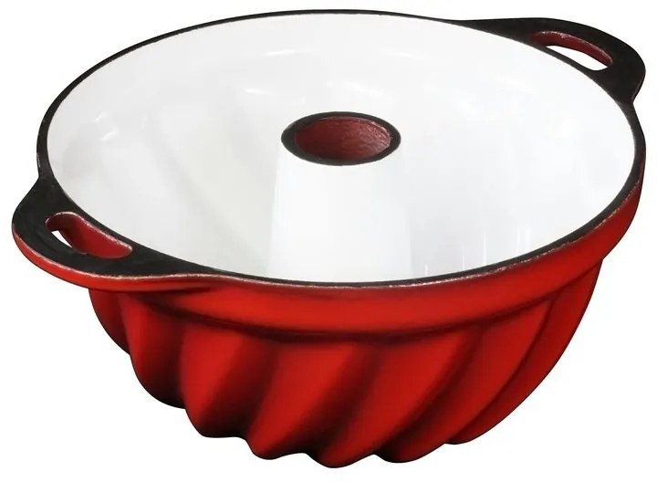 Litinová smaltovaná pečicí forma bábovka Český smalt GOURMETINA SOFIE - Stínově červená 22 cm x 10 cm