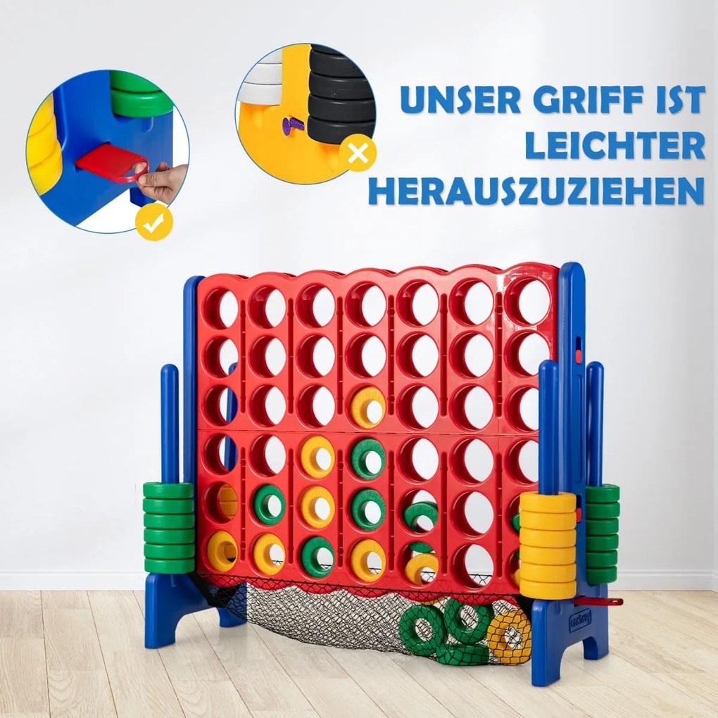 Costway Jumbo sada 4 v řadě 119 cm velká hra pro děti čtyř v řadě, modrý