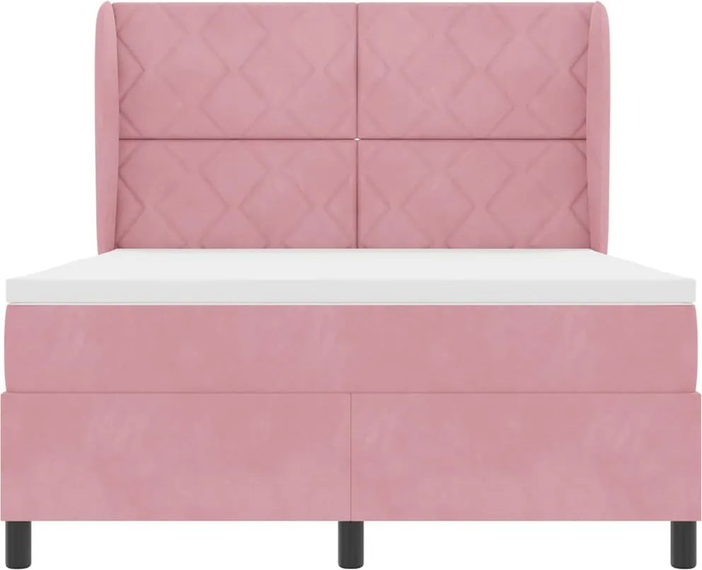 Postel s boxspringem s čelo Růžová 200 x 160 cm samet 3340993