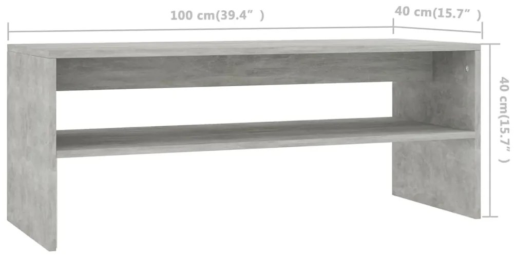 Konferenční stolek betonově šedý 100 x 40 x 40 cm dřevotříska - Default Title