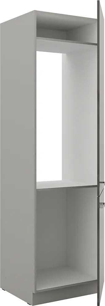 GREY gr | vysoká skříňka 60 LO-210 2F na vestavnou lednici | 60 cm | světle šedá/tmavě šedá lesk