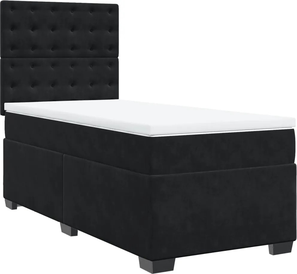 Box spring postel s matrací černá 90x200 cm samet 3290824