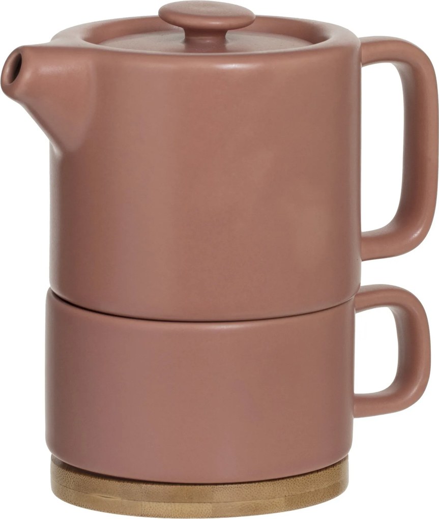 Konvice čajová s šálkem NATURAL, 800 ml, terakotová barva