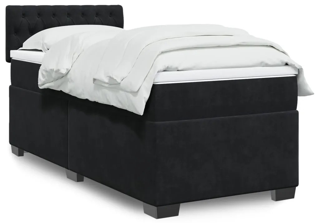 Box spring postel s matrací černá 90x200 cm samet 3288518