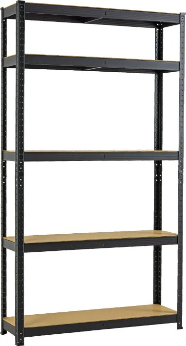Fistar Regál 180x120x30 cm lakovaný 5-policový, nosnost 600 kg - ČERNÝ