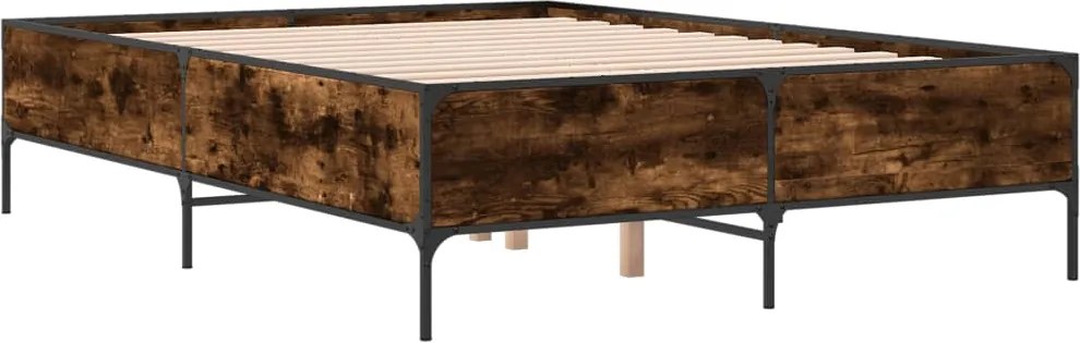 Rám postele kouřový dub 140 x 200 cm kompozitní dřevo a kov 3279799