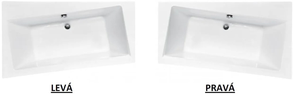 BESCO Asymetrická vana ASTI Nožičky k vaně - S nožičkami, Rozměr vany - 150 × 90 cm, Způsob provedení - Pravé - VANAST15P+OLVPINOZ