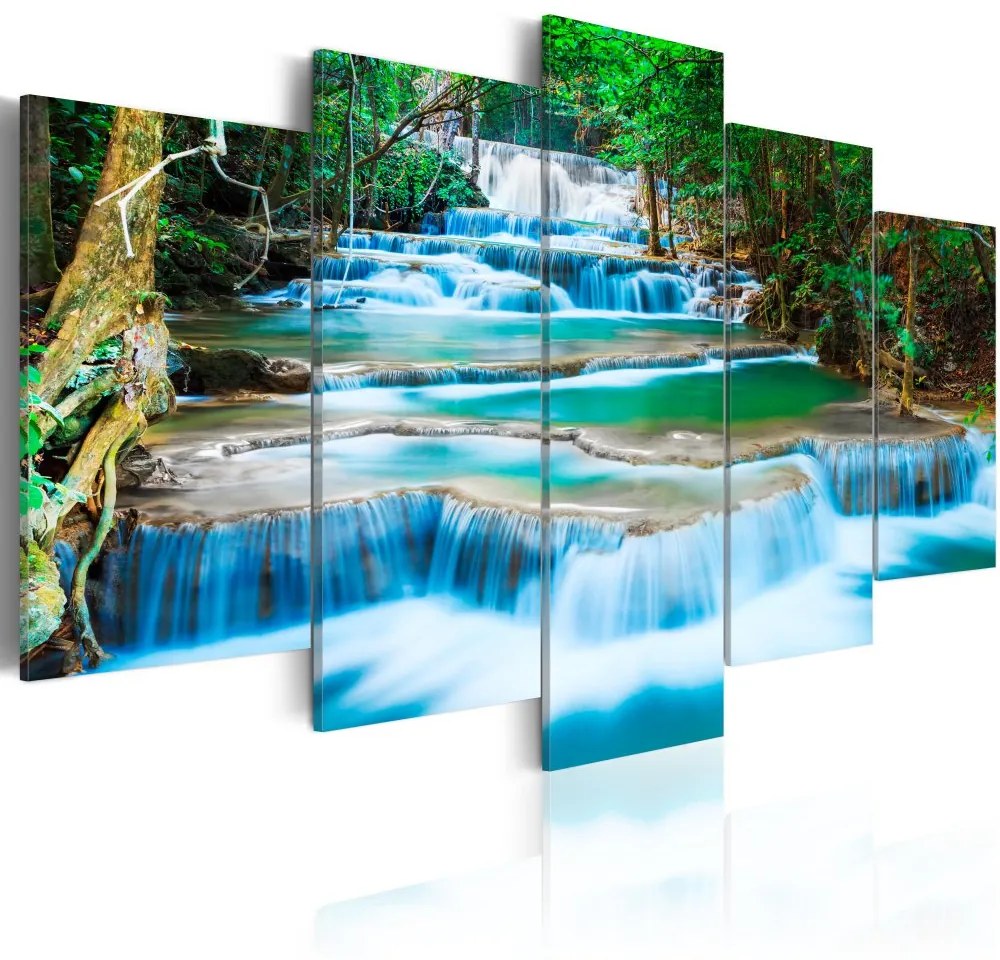 Obraz na plátně Bimago - Blue waterfall in Kanchanaburi, Thailand 200x100 cm