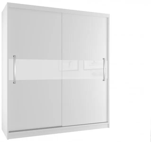 Šatní skříň s posuvnými dveřmi šířka 133 cm bílý korpus 11