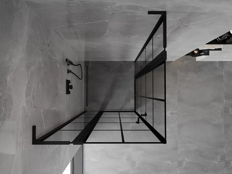 Mexen, Mexen Mist L Duo výklopný sprchový kout 90 x 90 cm, černá mřížka - 8A4L-090L-090P-70-77