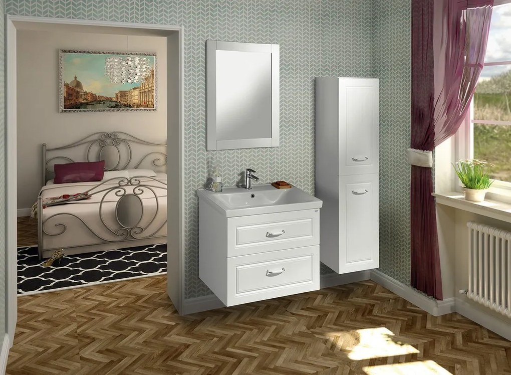 Aqualine Aqualine, FAVOLO skříňka vysoká s košem 40x150x31 cm, bílá mat, FV160