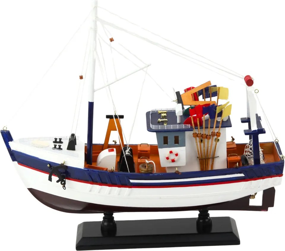 LEAN Toys Sběratelský model rybářského plavidla s vybavením 37x34cm