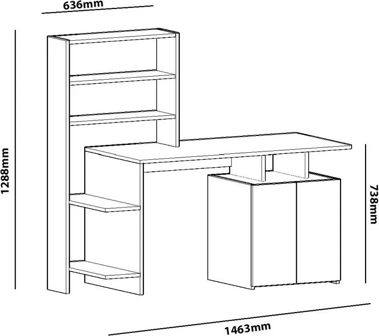 Pracovní stůl Melis Walnut and White