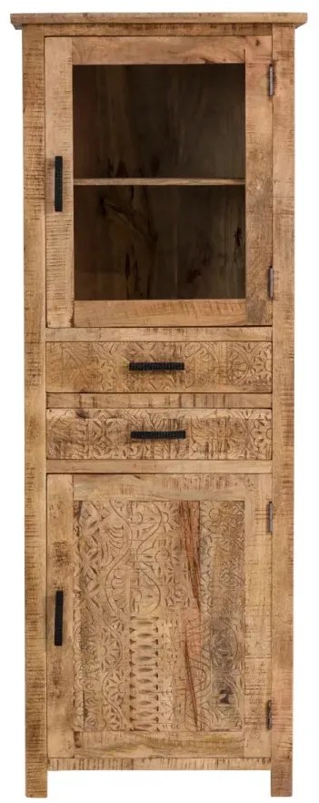 furniture-nabytek.cz - Masivní vitrína Mumbari Mango z mangového dřeva, lakovaná, hnědá