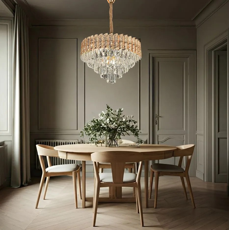 Toolight Toolight, křišťálové stropní svítidlo 50cm, 7xE14, G054-CP, zlatá, OSW-08948