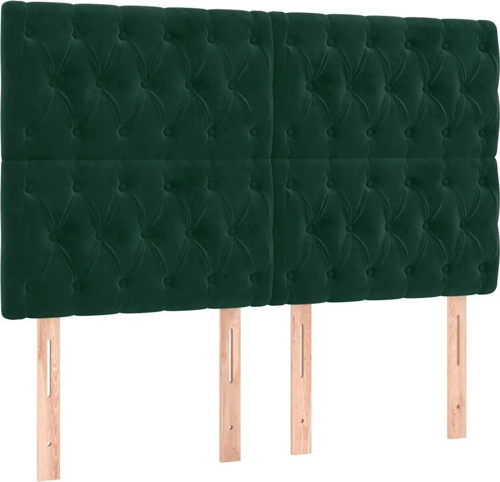 Čelo postele tmavě zelené 160x7x118/128 cm sametové 3116725