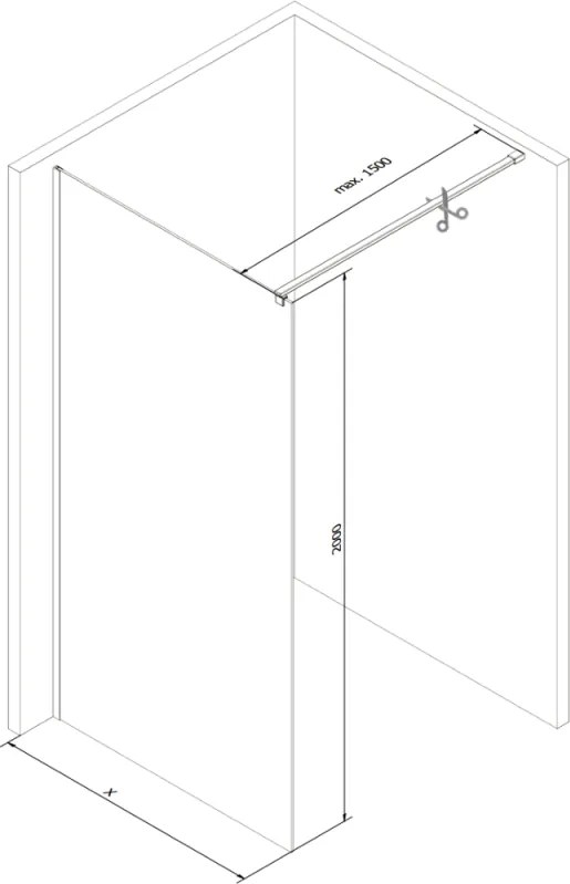 Mexen Kioto, sprchová zástěna 80 x 200 cm, 8mm sklo s žebrovým vzorem, chromový profil, 800-080-101-01-09