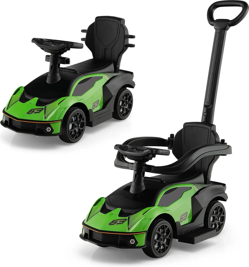 Costway Autosedačka Lamborghini s madlem a úložným prostorem tahač s volantem