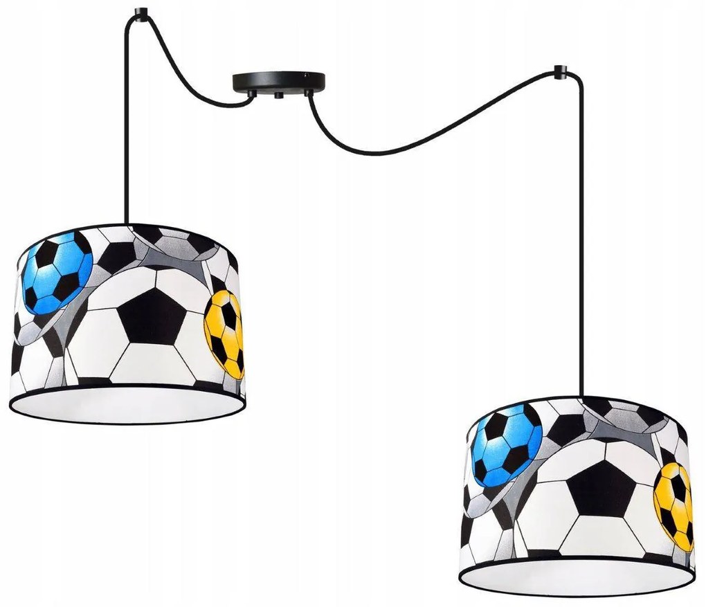 Dětské závěsné svítidlo Soccer Spider, 2x textilní stínítko se vzorem, (výběr ze 2 barev konstrukce)