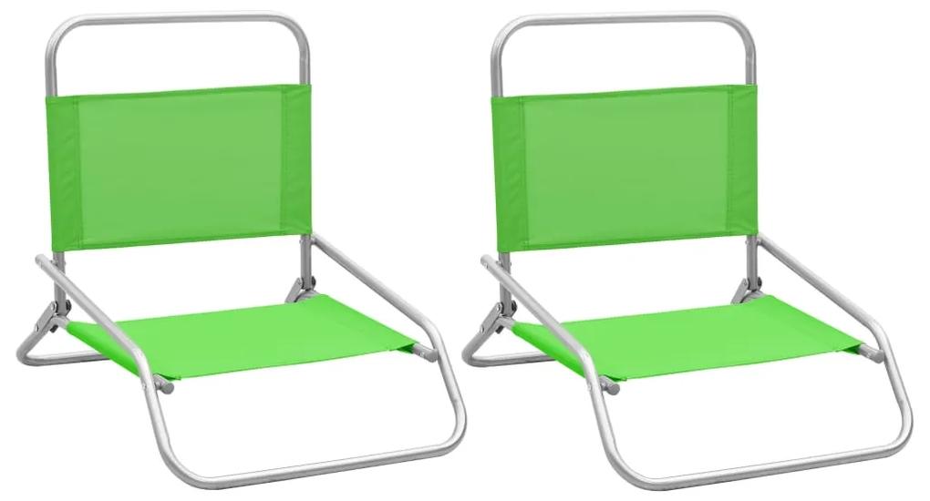 310370 vidaXL Skládací plážové židle 2 ks zelené textil
