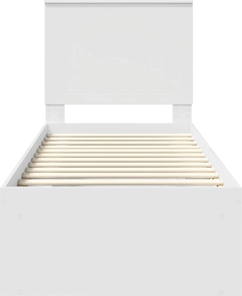 Rám postele s čelo Bílá 75 x 190 cm Masivní borové dřevo 3411073