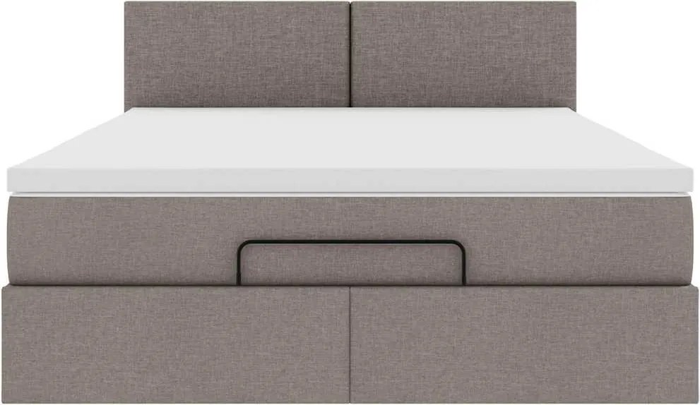 Osmanský postel s matrací taupe 140x190 cm textil 3311377