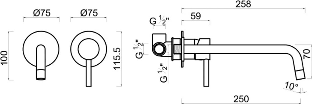 Sapho RHAPSODY podomítková dvouprvková umyvadlová baterie, chrom 5553