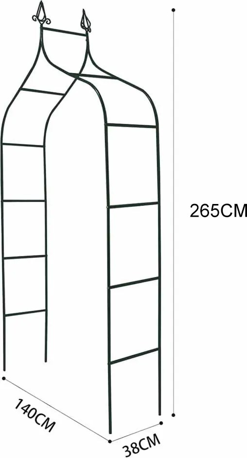 Creative Corner Zahradní pergola LUARO kovový oblouk s jeskyněmi pro růže květiny popínavé rostliny 265 cm