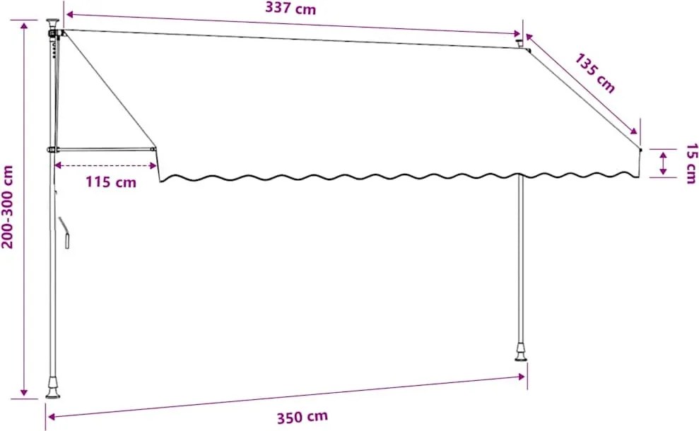 vidaXL Ručně zatahovací markýza 350 cm [43229] Barva: krémová