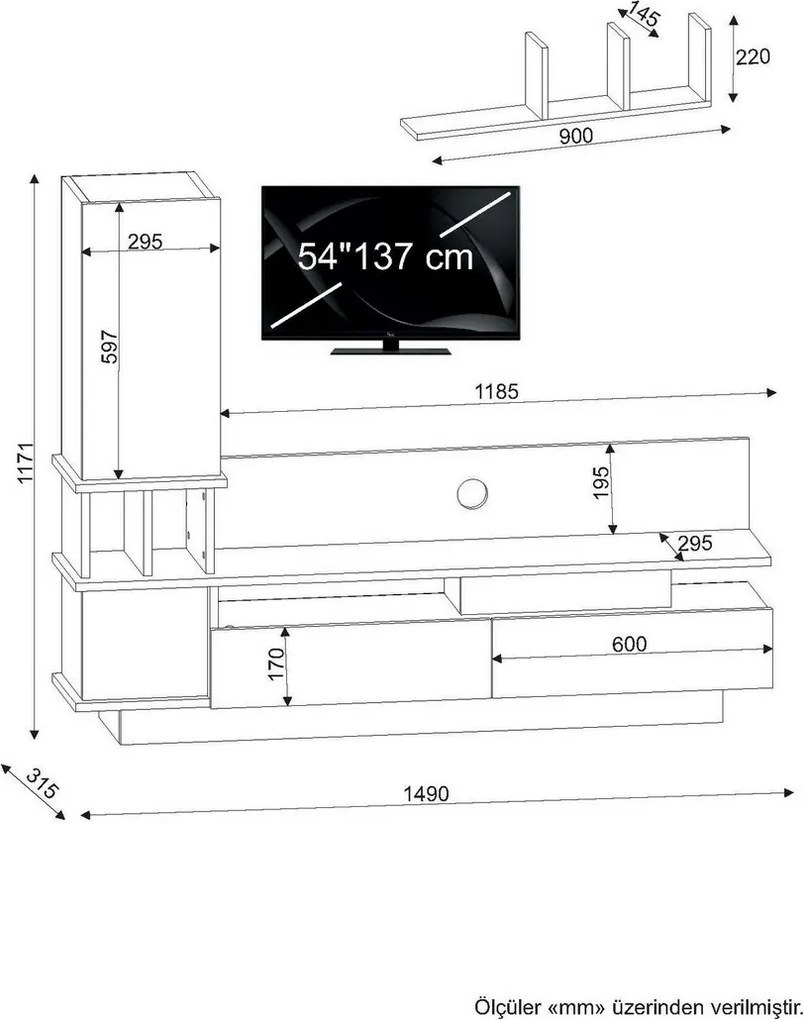 Televizní stěna Como White and Cordoba