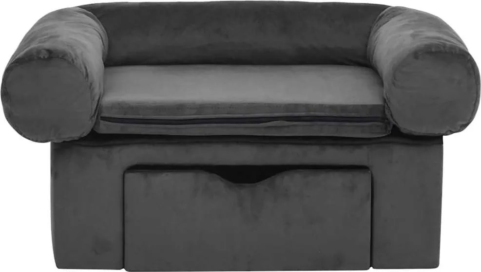 Pohovka pro psy se zásuvkou tmavě šedá 75 x 50 x 38 cm plyš 171079