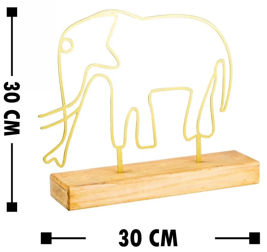 Kovová dekorace Elephant 30 cm zlatá