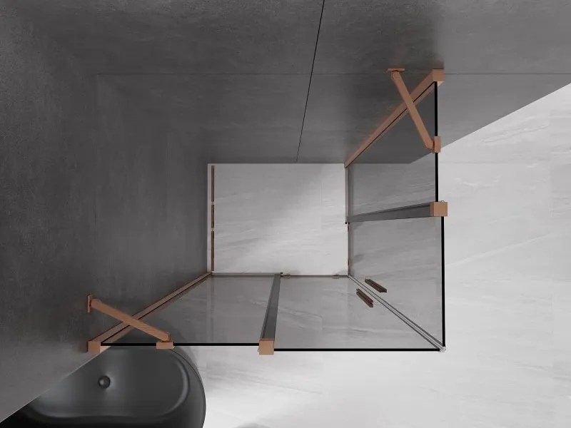 Mexen Velar Duo, sprchový kout s posuvnými dveřmi 100 x 90 cm, 8mm šedé sklo, měděná matná, 871-100-090-42-65