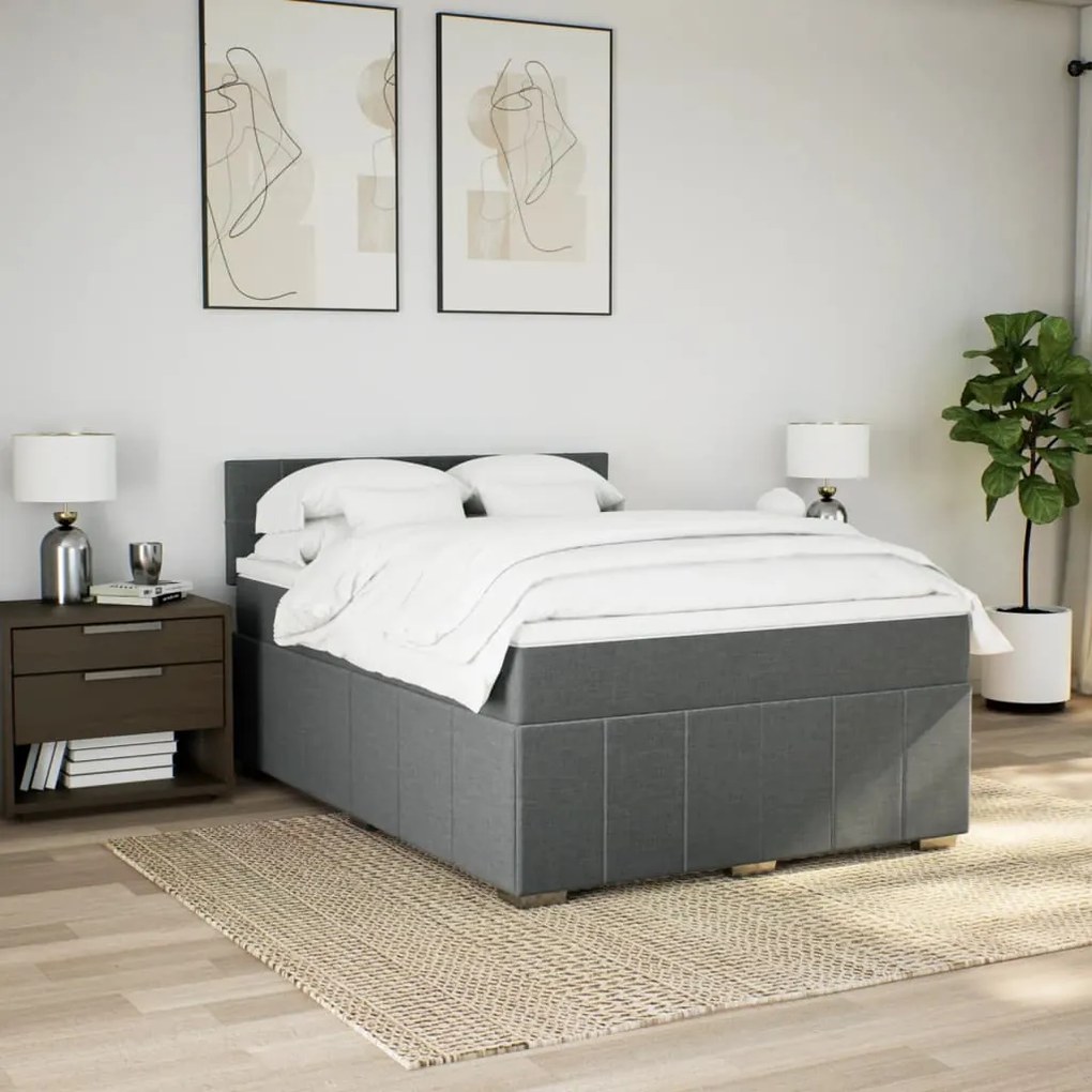Box spring postel s matrací tmavě šedá 140x200 cm textil 3287092