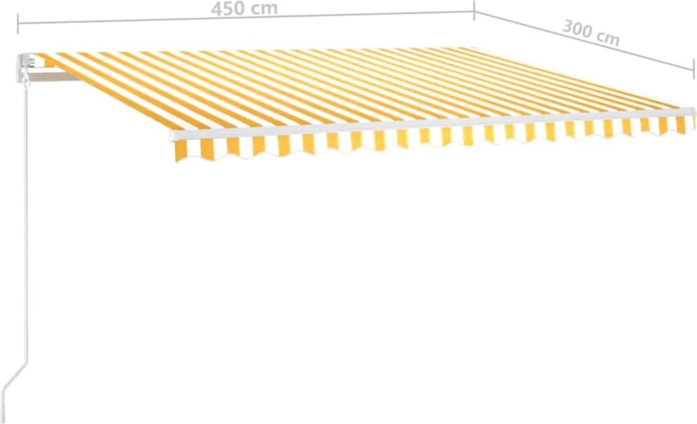 Ručně zatahovací markýza 450 x 300 cm žlutobílá 3068918