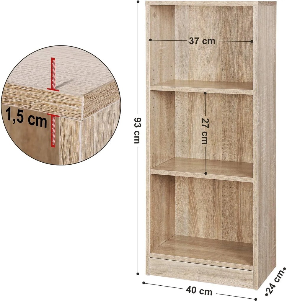 SONGMICS Regál 3 police dub sonoma 40x93 cm