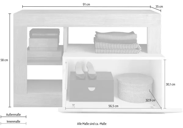 Lavice LENOR 91x209 cm bílá/světlý dub