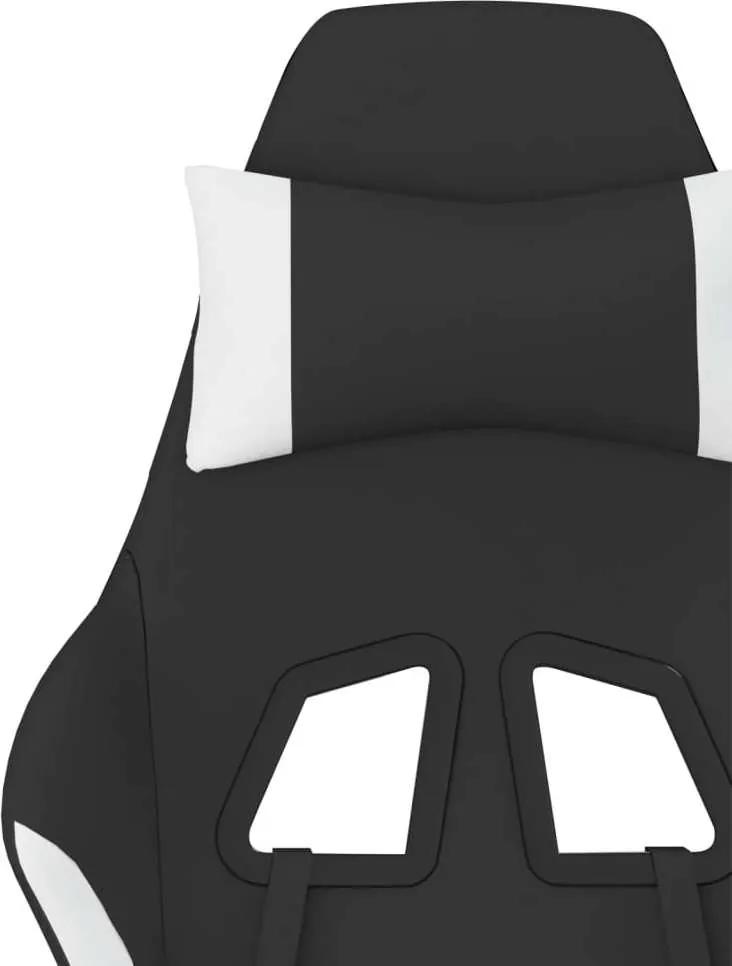 vidaXL Masážní herní židle s podnožkou černá a textil [345508] Barva: krémová