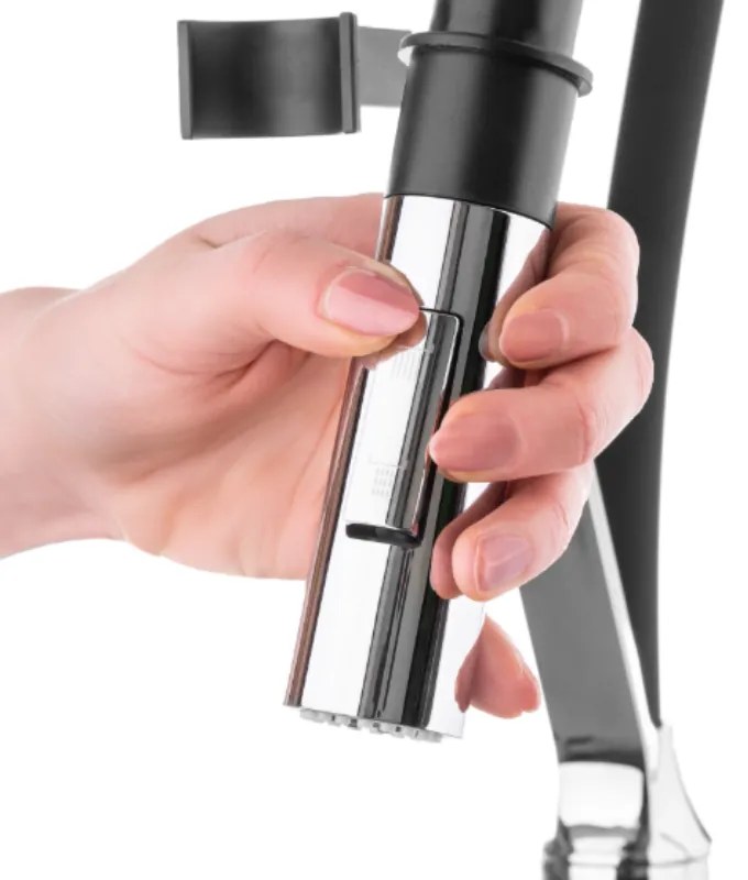 Invena Terra, kuchyňská baterie s elastickým ramenem, černá-chrom, INV-BZ-54-L04-D
