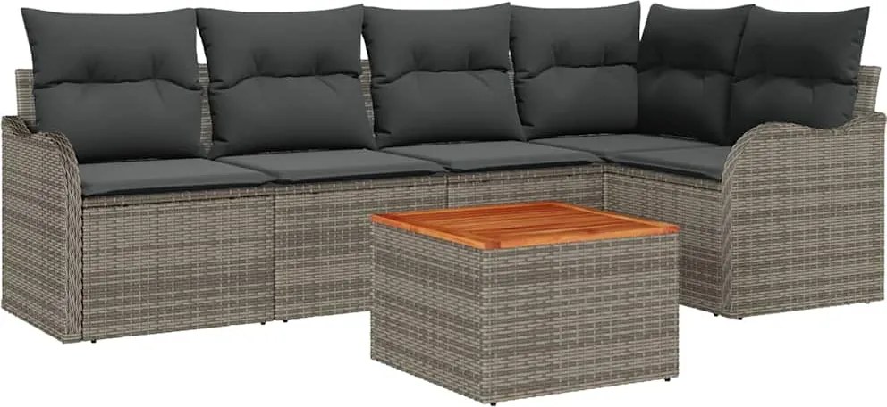 Sada zahradních pohovek 6 ks Šedá polyratan 3356123