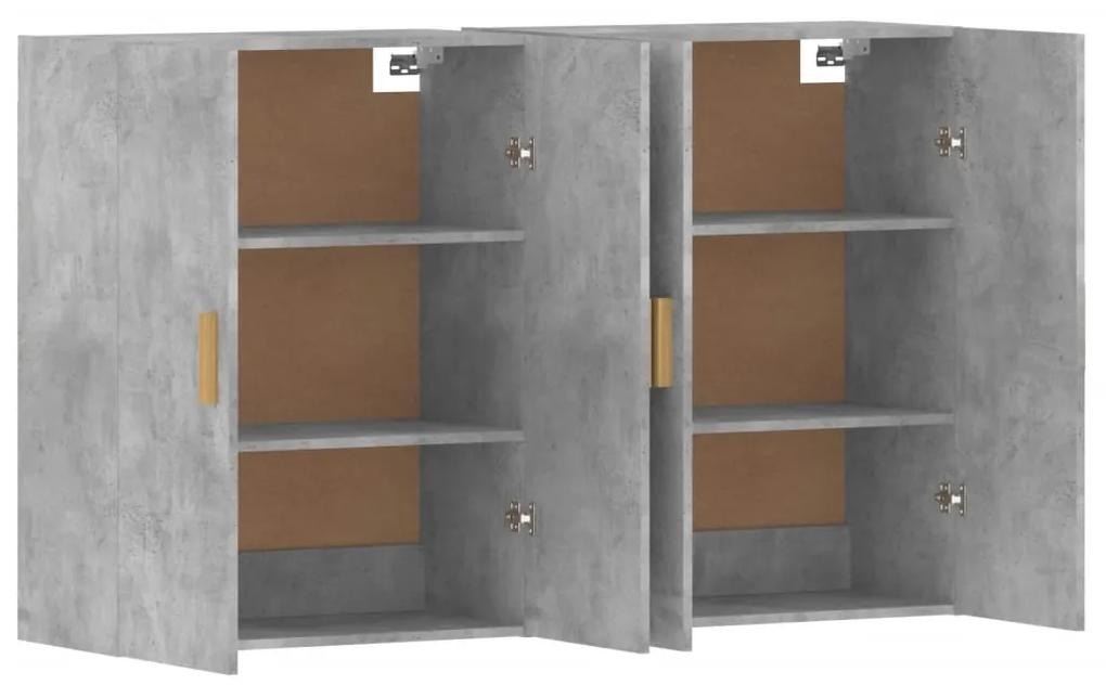 Nástěnné skříňky 2 ks betonově šedé kompozitní dřevo
