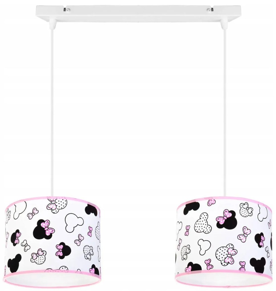 Dětské závěsné svítidlo Minnie, 2x textilní stínítko se vzorem