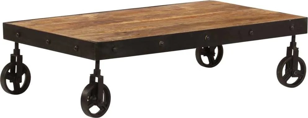 vidaXL Konferenční stolek s kolečky 110 x 60 x 26 cm masivní mangovník [246696]