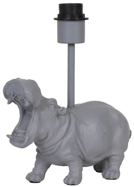 Šedá základna ke stolní lampě s hrošíkem Hippo - 27*11*28 cm / E27