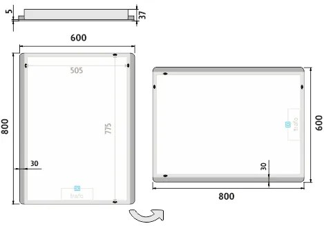 Nimco LED zrcadlo 600x800 s dotykovým senzorem ZP 17002V